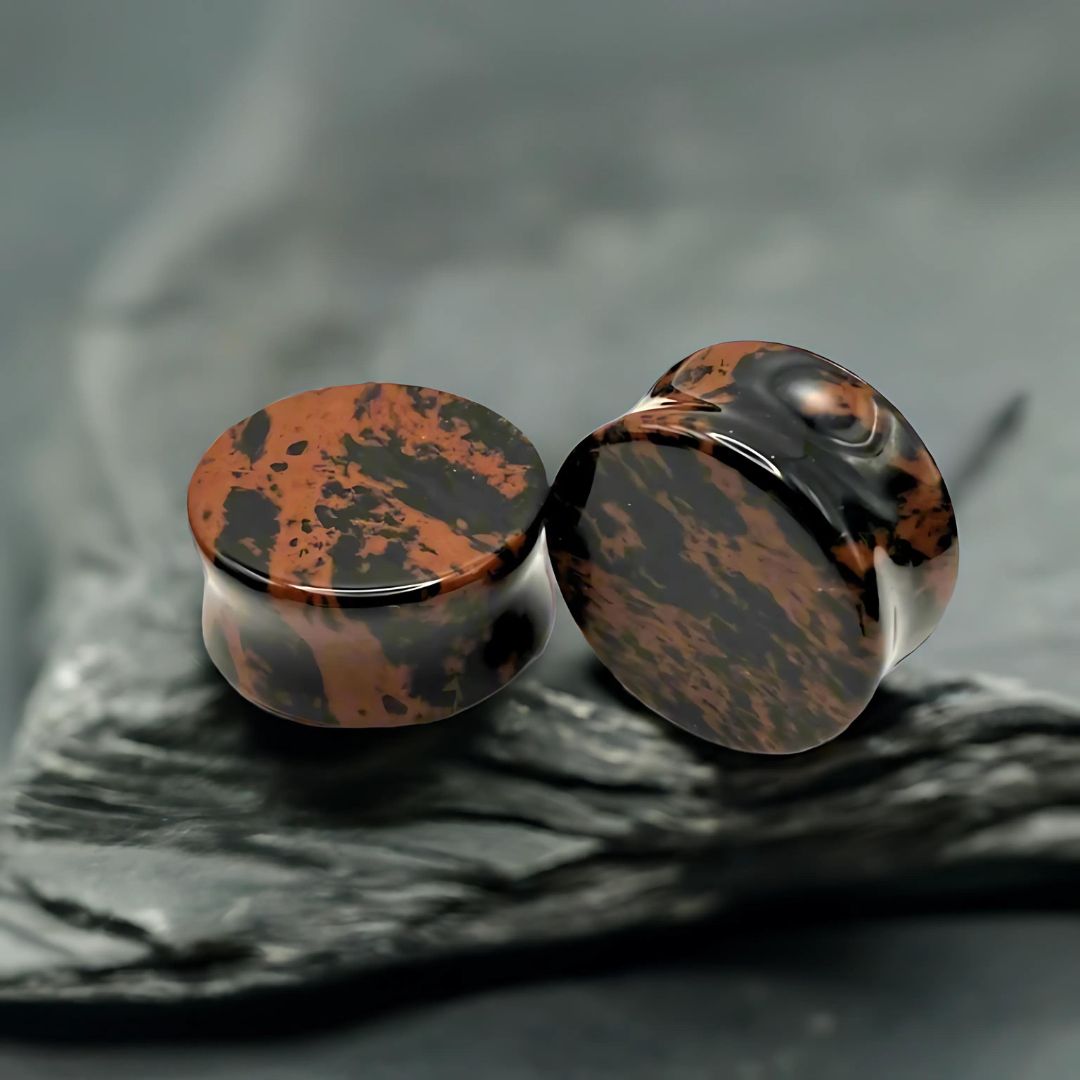 Mahogany Obsidian Stone Premium Plugs | Ear Gauges | Stretched Ears ...