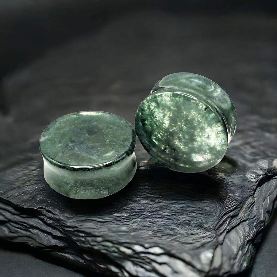 Stone & Glass Ear Gauges & Plugs — White Jade, Volcanic Glass, Crystal ...