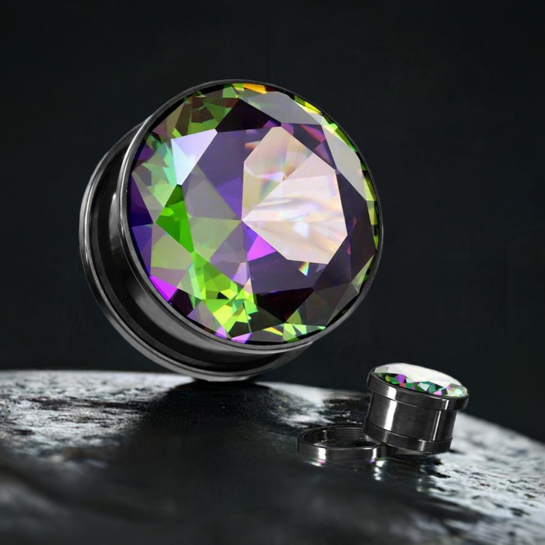 Vitrail Gem Center Steel Plugs | 316L Steel Gauges | Stretched Ears ...